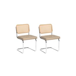Beliani 2er-Set Esszimmerstuhl ETHETE in Beige/Silber/Braun | Gr.: onesize