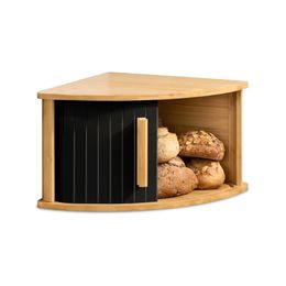 Praknu Brotkasten Ecke Holz mit Schiebet&uuml;r &ndash; Platzsparende Brotbox | Gr.: onesize