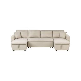 Beliani 6-tlg Ecksofa SOMMEN in Beige/Braun | Gr.: onesize