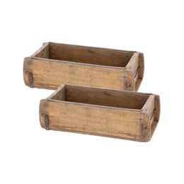 Novaliv 2x Holzkiste Vintage 30 x 15 x 10 cm Alte Ziegelform Holz EIN in Braun | Gr.: onesize