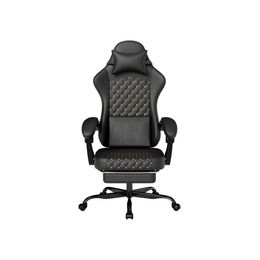 ABRIHOME Gaming Stuhl in Schwarz mit Massage Fu&szlig;st&uuml;tze | Gr.: onesize