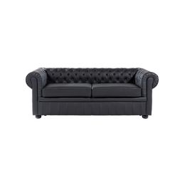 Beliani 3-Sitzer Sofa CHESTERFIELD in Schwarz/Braun - (W) 196 x (H) 70 x (L) 75 cm | Gr.: onesize