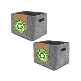 DuneDesign 2er Set Filz Aufbewahrungskorb Oda in Grau | Gr.: onesize