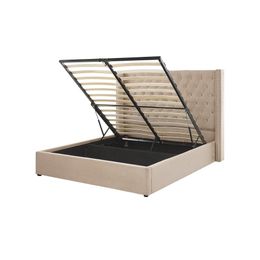 Beliani Doppelbett LUBBON in Beige/Silber - (W) 190 x (H) 144 x (L) 217 cm | Gr.: onesize
