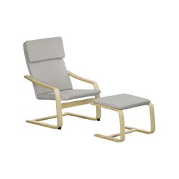 HOMCOM Relaxsessel mit Hocker in Hellgrau 66,5L x 80B x 99H cm | Gr.: onesize