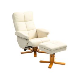 HOMCOM Relaxsessel mit Hocker in Cremewei&szlig; 80L x 86B x 99H cm | Gr.: onesize