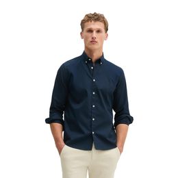 Marc O'Polo MARC O'POLO Herren Langarmhemd "aus Bio-Baumwolle", blau, Gr. M, unifarben, Obermaterial: 100% Baumwolle, Hemden