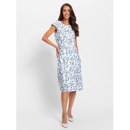 Heine Jersey-Kleid in ecru-eisblau-bedruckt | Gr.: 46