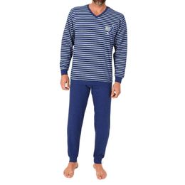 Normann Langarm Schlafanzug Pyjama Streifen in navy | Gr.: 52
