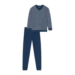 SCHIESSER Long Pajamas ' Comfort Essentials ' male size M/L Night blue