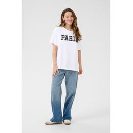 Kaffe T-shirt KAadelina Loose fit in Optical White/Black Text Print | Gr.: S
