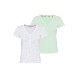 Kangaroos T-Shirt in Wei&szlig; gebl&uuml;mt+hellgr&uuml;n | Gr.: 32/34