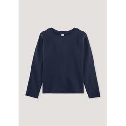 hessnatur Langarmshirt aus reiner Bio-Baumwolle in mitternachtsblau | Gr.: 98/104
