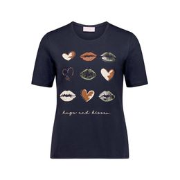 Betty Barclay Basic Shirt mit Aufdruck in Patch Dark Blue/Brown | Gr.: 46