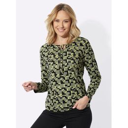 Sieh an! Langarm-Shirt in khaki-schwarz-bedruckt | Gr.: 46