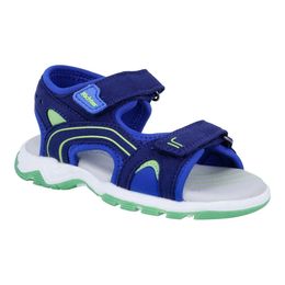 Richter M&auml;dchen Sandale "Leon", Gr. 31, blau, Lederimitat, Textil, kontrastfarbene Details, Schuhe, Sommerschuh, Riemchensandale, Gr&ouml;&szlig;enschablone zum
