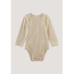 hessnatur Langarm Body aus Bio-Merinowolle mit Seide in goldsand | Gr.: 62/68