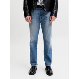 Jack & Jones JACK & JONES Herren Relax-fit-Jeans "JJICHRIS JJICON JOS", blau, Gr. 34, Abriebeffekte, Denim/Jeans, Obermaterial: 99% Baumwolle, 1% Elasthan, Jeans,