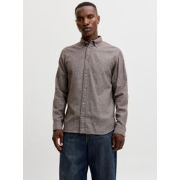 Jack & Jones JACK & JONES Herren Langarmhemd "JPRBLUHARVEY TWILL SOLID L/S SHIRT SN", braun, Gr. S, unifarben, Web, Obermaterial: 100% Baumwolle, Hemden,