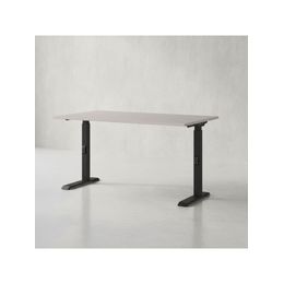 KADIMA DESIGN Schreibtisch verstellbar 68-91cm Ergonomisch C-Fu&szlig; B&uuml;ro in Greige-Schwarz | Gr.: 140 x 80 cm