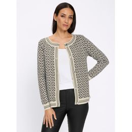 Heine Strickjacke in khaki-champagner-gemustert | Gr.: 38
