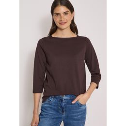 Cecil Damen 3/4-Arm-Shirt, braun, Gr. S, unifarben, Web, 100% Baumwolle, Shirts, aus reiner Baumwolle