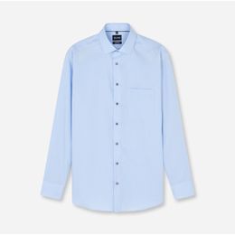OLYMP Herren Langarmhemd "Luxor", blau, Gr. 42, gemustert, Web, Obermaterial: 100% Baumwolle, Hemden, Businesshemd, New-Kentkragen, Comfort Fit