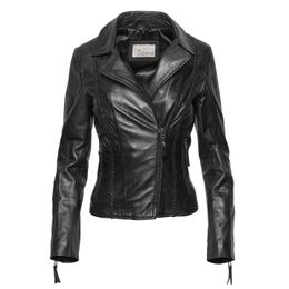 7eleven Damen Bikerjacke "SEJADY", schwarz, Gr. 46, uni, Obermaterial: 100% Lammleder LEL. Futter: 100% Polyester PES. 100% Polyester PES., Jacken,