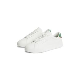 Tommy Hilfiger Herren Sneaker "TH COURT LTH DETAIL ESS", Gr. 43, wei&szlig;, Leder, Lederimitat, unifarben mit Farbeinsatz, Basic, Schuhe, Freizeitschuh,