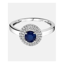 Diamant L'&eacute;ternel Ring aus 375 Wei&szlig;gold mit 0.17 Karat Diamant mit Saphir | Gr.: 56