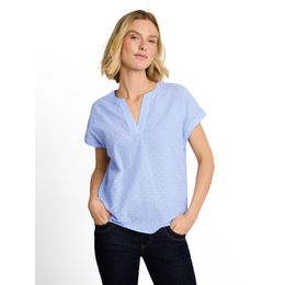 Tom Tailor Damen Druckbluse, blau, Gr. 46, gepunktet, gestreift, Web, Obermaterial: 100% Baumwolle, Blusen, Sommer-Tunika mit feinen Streifen und