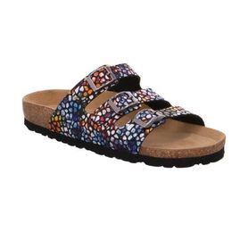 Rohde Damen Pantolette "SUNNYS N13", Gr. 41, bunt, Nubuklederimitat, Schuhe, Sommerschuh, Schlappen, Hausschuh mit buntem Druck, G-Weite = weit