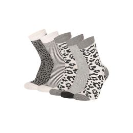 Yuhu M&auml;dchen Socken 5er Pack mit Tiergesichtern Motivsocken in Grau | Gr.: 27-30