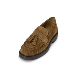 Marc O'Polo MARC O'POLO Damen Loafer "aus ge&ouml;ltem Veloursleder", Gr. 42, braun, Obermaterial: 100% Leder, unifarben, Schuhe