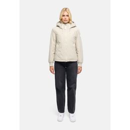 Marikoo Damen Winterjacke "Vivii", beige, Gr. S, Obermaterial: 100% Nylon, Jacken, Softshelljacke mit Kapuze und Kontrast-Rei&szlig;verschl&uuml;ssen