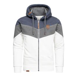 Amaci&Sons Amaci&Sons Sweatjacke im Block-Design ARDMORE in Blau/Anthrazit/Wei&szlig; | Gr.: M