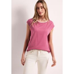 Street One Damen T-Shirt, pink, Gr. 46, unifarben, Web, 50% Modal, 50% Baumwolle, Shirts, mit U-Boot-Ausschnitt
