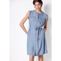 Damen Midikleid, blau, Gr. 44, STREET ONE STUDIO, unifarben, Jeans, 100% Lyocell, Kleider, aus Lyocell
