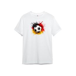 PAULGOS Kinder T-Shirt, Bunter Fu&szlig;ball 1 in Weiss | Gr.: 140
