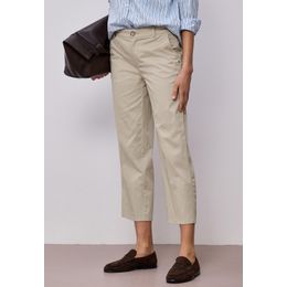 Street One Damen Chinohose, beige, Gr. 44, unifarben, Web, 97% Baumwolle, 3% Elasthan, Hosen, Middle Waist
