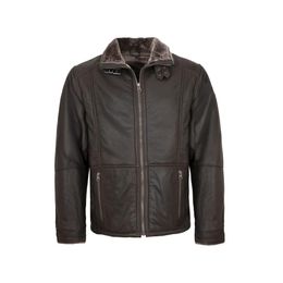 Redpoint Lederjacke Lammnubuk Kunstfell in Dunkelbraun | Gr.: 62