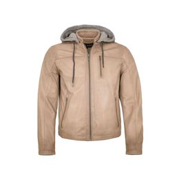 Jilani Lederjacke Kapuze Lammnappa in Beige | Gr.: 54