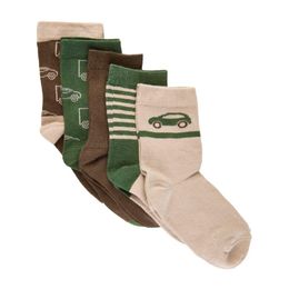 Minymo Kinder Socken "Sock w. pattern (5-pack)" in Braun | Gr.: 27-30