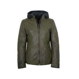 Jilani Lederjacke Lammnappa Kapuze in Oliv | Gr.: 48