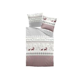 Traumschlaf Bettw&auml;sche Hirsche grau in grau | Gr.: 135 x 200 + 80 x 80 cm