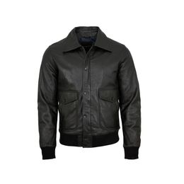 Bugatti Fliegerlederjacke Lammnappa Lammfellkragen in Schwarz | Gr.: 58