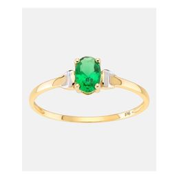Diamant L'&eacute;ternel Ring aus 375 Gelbgold mit Zirkonia mit Smaragd | Gr.: 50