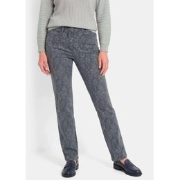 GOLDNER Kurzgr&ouml;&szlig;e: Slim Fit Jeans LOUISA mit Blumendruck in grau / gemustert | Gr.: 25