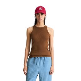 Marc O'Polo Damen Tanktop, braun, Gr. XXL, MARC O'POLO DENIM, Rippware, Obermaterial: 95% Baumwolle, 5% Elasthan, Tops, Ripp-Top slim aus reinem Organic Cotton