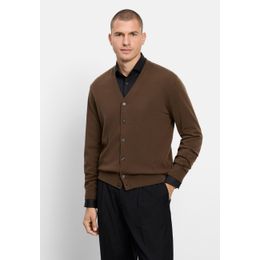 OLYMP Herren Strickjacke "OLYMP Casual Strick, Strickjacke"schwarz, braun, Gr. S, 100% Schurwolle, Strickjacken